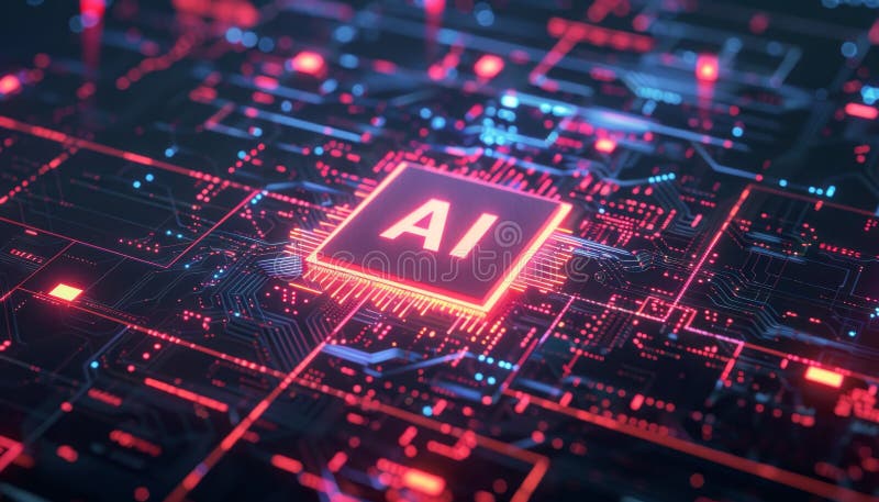 Glowing Chip with AI Letters, Concept of Artificial Intelligence ... Glowing Chip with AI Letters, Concept of Artificial Intelligence ...