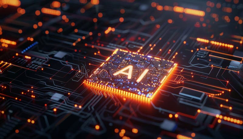Glowing Chip with AI Letters, Concept of Artificial Intelligence ... Glowing Chip with AI Letters, Concept of Artificial Intelligence ...