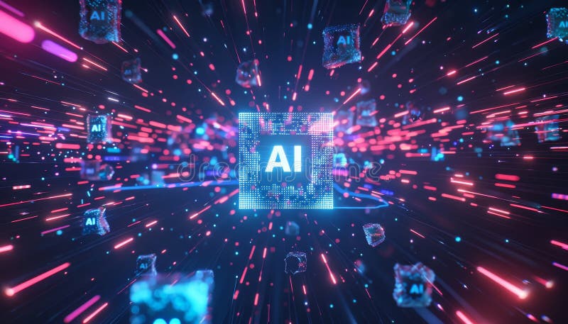 Glowing Chip with AI Letters, Concept of Artificial Intelligence ... Glowing Chip with AI Letters, Concept of Artificial Intelligence ...