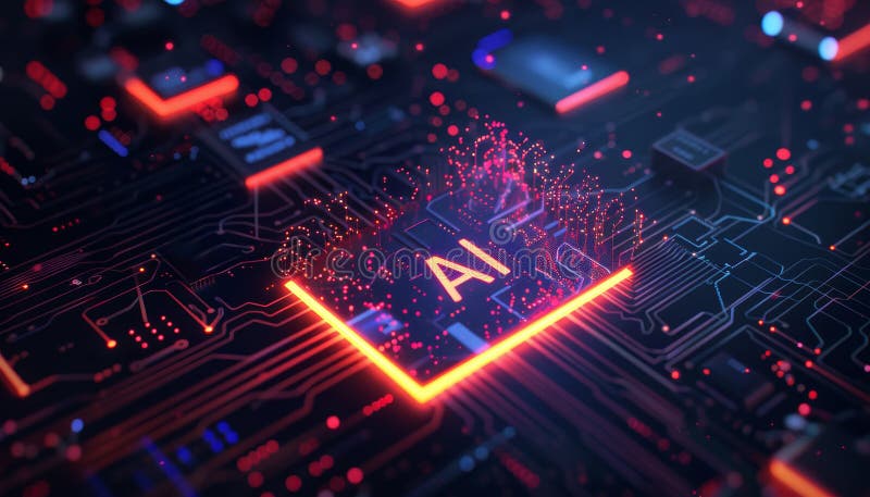 Glowing Chip with AI Letters, Concept of Artificial Intelligence ... Glowing Chip with AI Letters, Concept of Artificial Intelligence ...