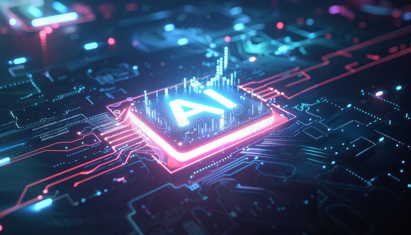 Glowing Chip with AI Letters, Concept of Artificial Intelligence ... Glowing Chip with AI Letters, Concept of Artificial Intelligence ...