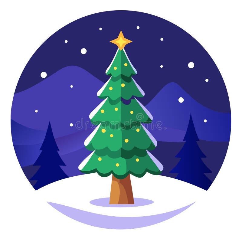 A Glowing Christmas Tree Stands Tall in a Snowy Forest on a Winter ...