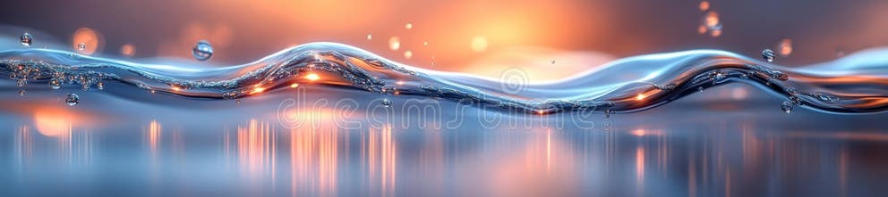 Glowing Chrome Liquid Stream with Ripples and Reflections Stock ...
