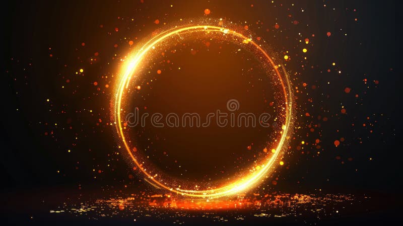 A Glowing Circle of Fire with a Lot of Sparkles Stock Illustration ...