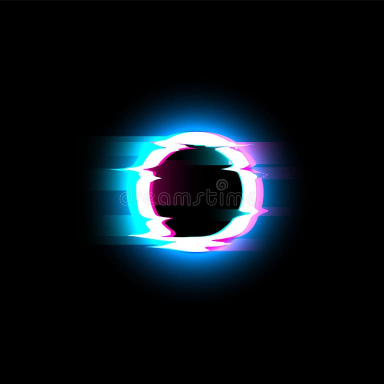 Glowing Circle with Glitch and Digital Noise Effect, Vector Round ...