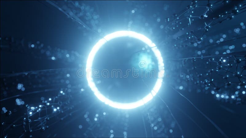 Glowing Circle Light Moving in Abstract Motion on Black Background ...