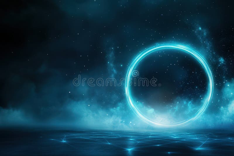 Glowing Circle in a Starry Night Sky. Stock Illustration - Illustration ...