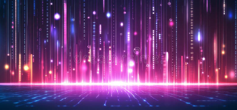 With Glowing Circles and Blue and Pink Colors, this Abstract Network ...