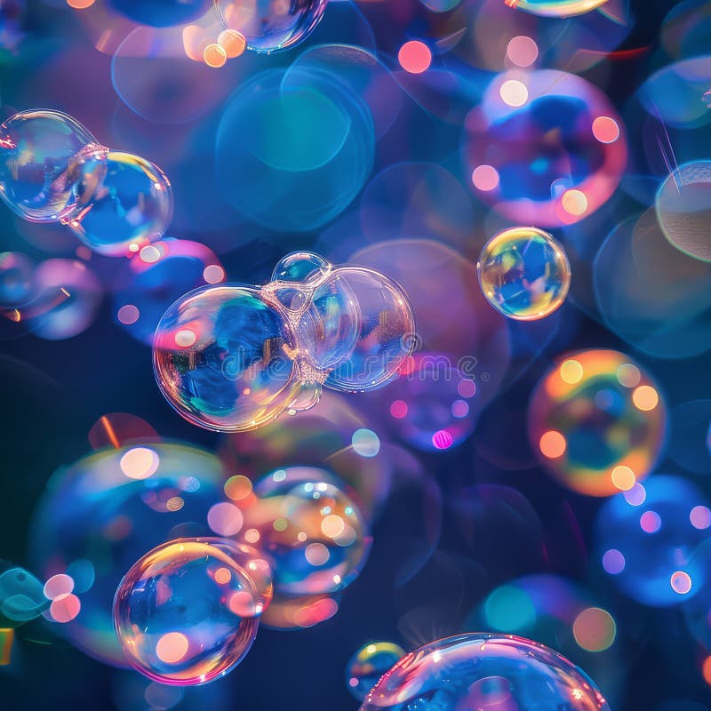 Glowing Circles Create Bubble Like Patterns on Blue Background Stock ...