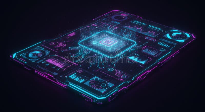 Glowing Circuit Board Abstract Technology Background Stock Illustration ...