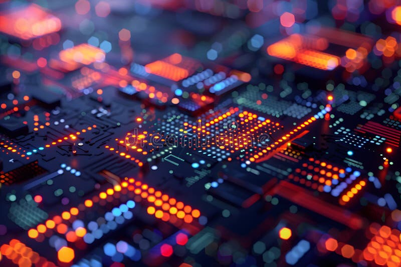 Glowing Circuit Board with Advanced Technology Detail Illustration ...