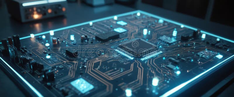 Glowing Circuit Board with Central Processing Unit (CPU) Stock ...