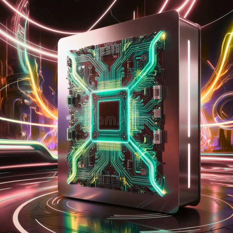 Glowing Circuit Board Complex Technology Inside Modern Computer Stock ...