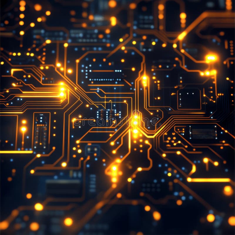 Glowing Circuit Board Depicts Advanced Technology Digital Connections ...