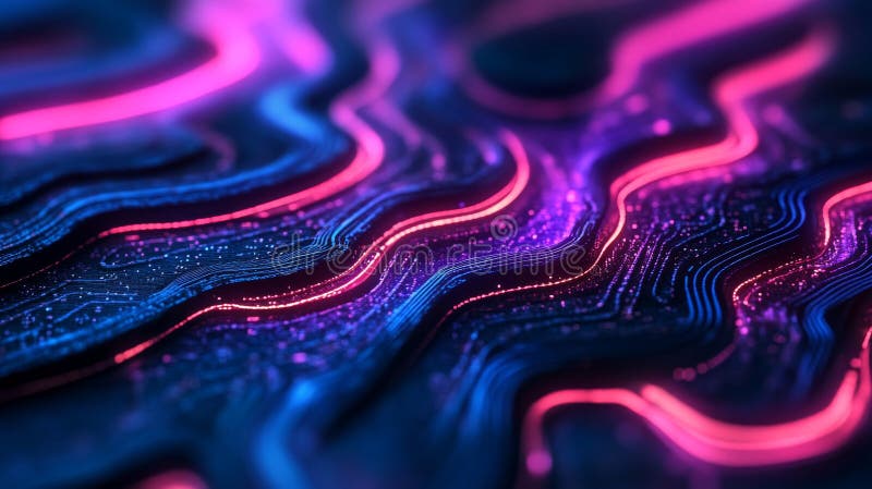 A Glowing Circuit Board Design with Orange and Blue Bokeh Lights ...