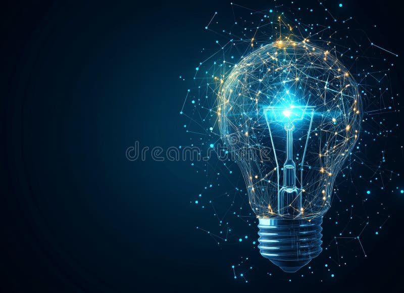 A Glowing, Circuit Board-equipped Lightbulb Set Against a Dark ...