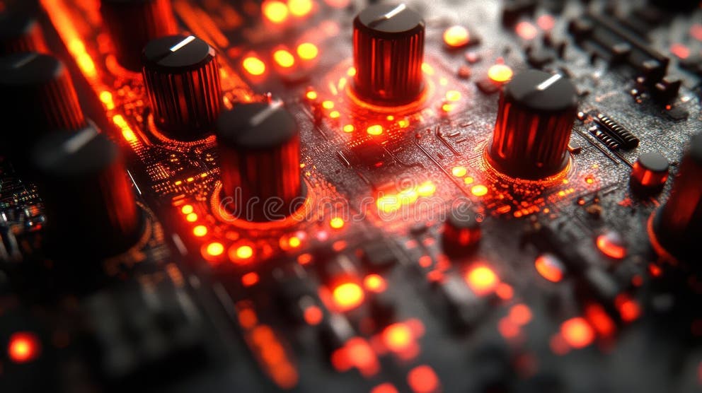 Glowing Circuit Board Knobs Stock Illustration - Illustration of ...