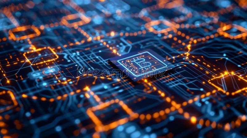 Glowing Circuit Board with Lights Stock Photo - Image of technological ...