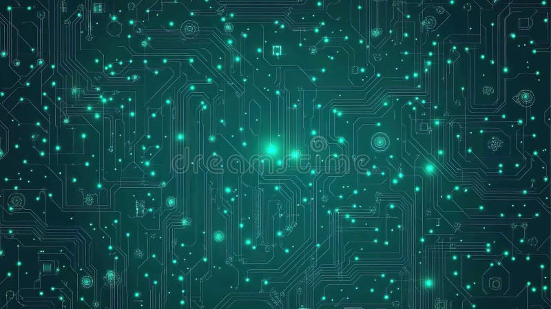 Glowing Circuit Board Network, Data Flow, Tech Background, Abstract ...