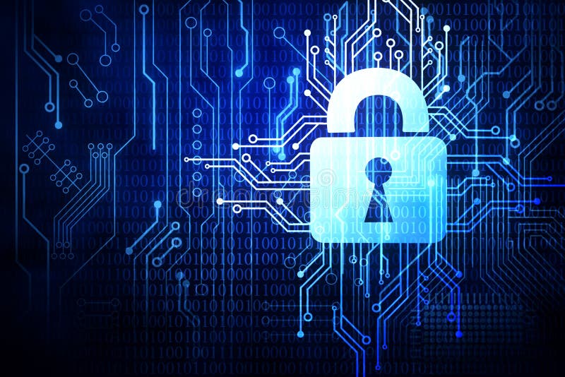 Glowing Circuit Padlock Background Stock Illustration - Illustration of ...