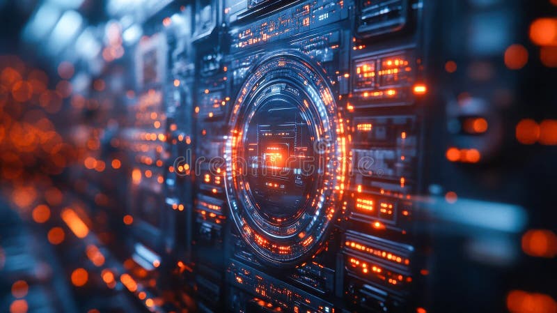 A Glowing Circular Digital Interface with Advanced Technology Elements ...