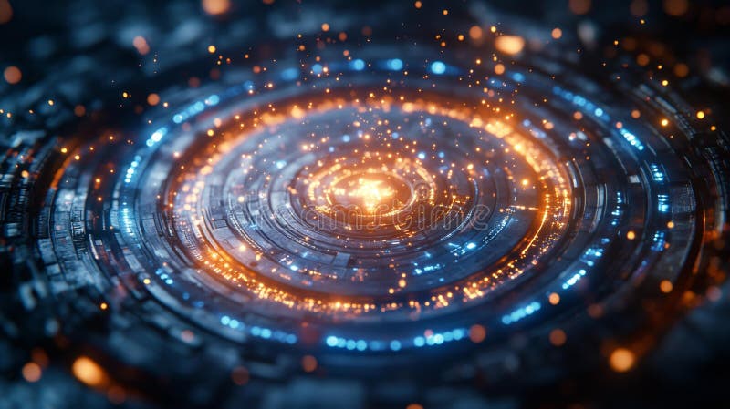 Futuristic Glowing Circular Tech Interface Generative AI Stock ...