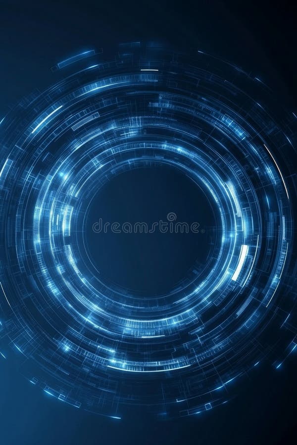 Glowing Circular Digital Interface Futuristic Cybernetic Technology AI ...