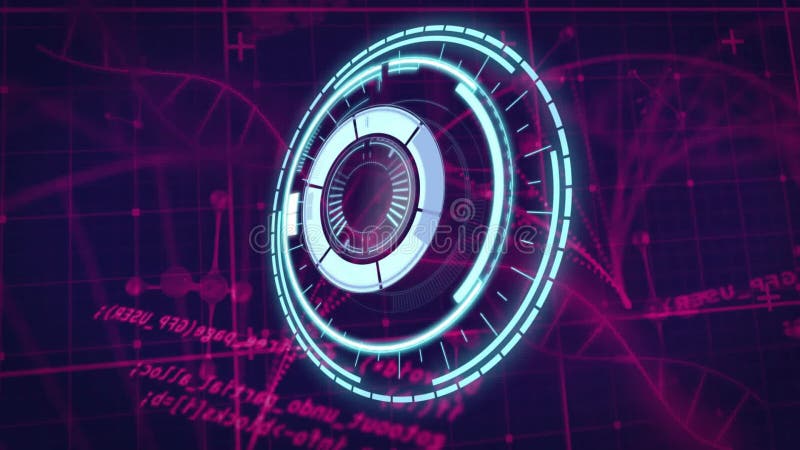 Glowing Circular Elements and Abstract Data Patterns in Futuristic Animation Interface Stock ...