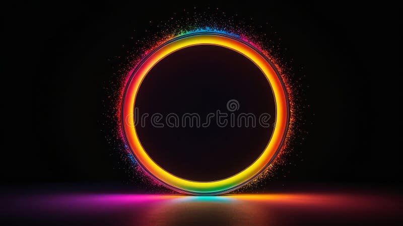 A Glowing Circular Frame of Vibrant Colors Surrounds a Dark Center ...