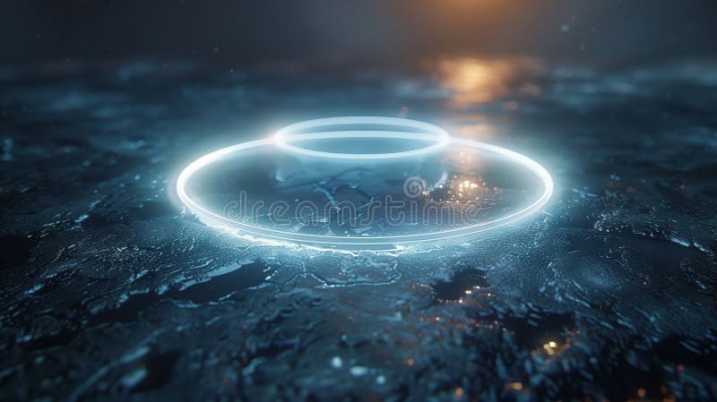 Glowing Circular Light Above a Dark, Textured Surface Stock Image ...