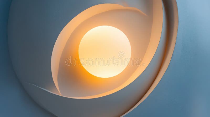 Glowing Circular Light Fixture is Surrounded by Smooth, Curved ...