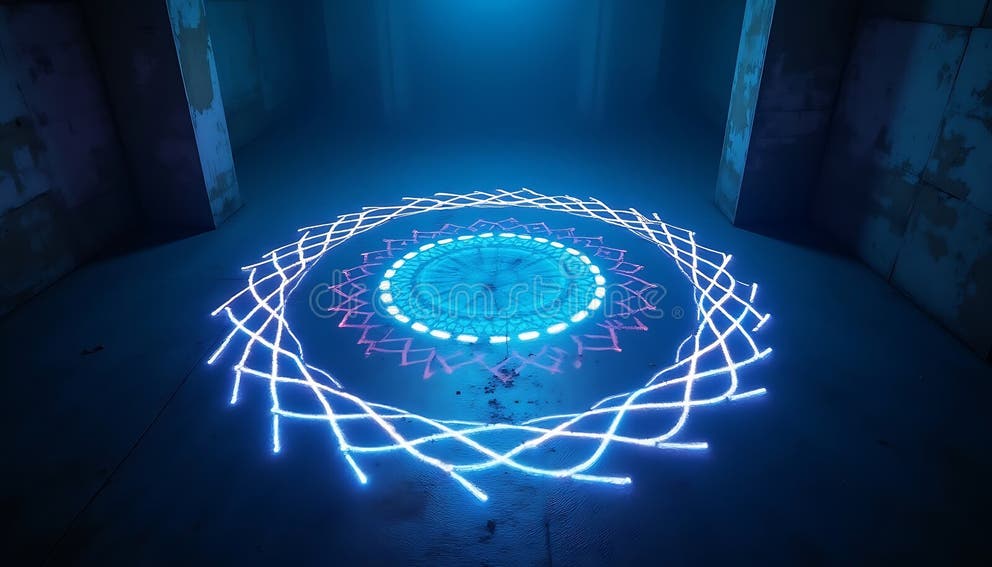 Glowing Circular Light Pattern, Abstract LED Artwork Stock Illustration ...