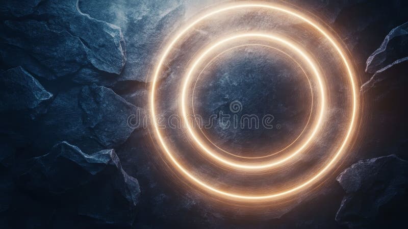 A Glowing Circular Light Pattern on a Rocky Surface, Creating an ...