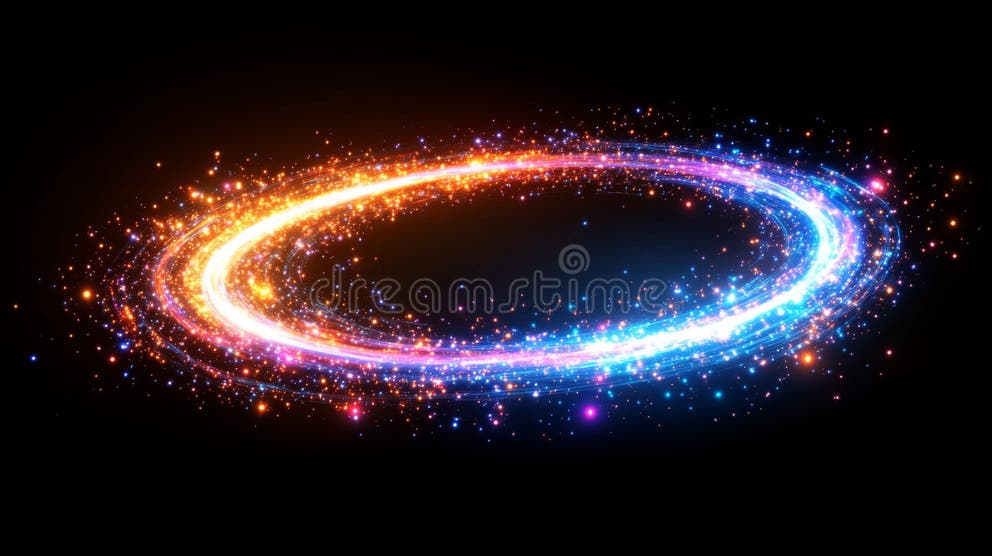 Glowing Circular Light Trails with Sparkle Effect Stock Illustration ...