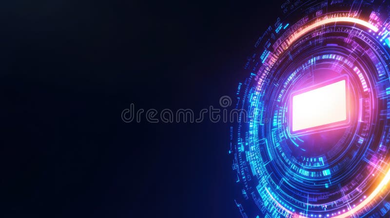 Glowing Circular Loading Icon with Vibrant Colors and Digital Elements ...