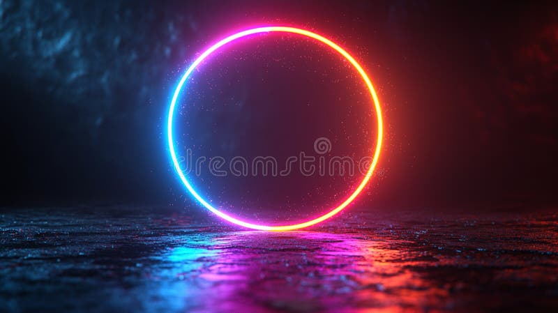 Glowing Circular Neon Burst in Vibrant Gradient Colors, Creating ...