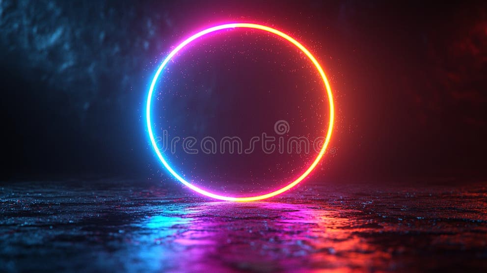 Glowing Circular Neon Burst in Vibrant Gradient Colors, Creating ...