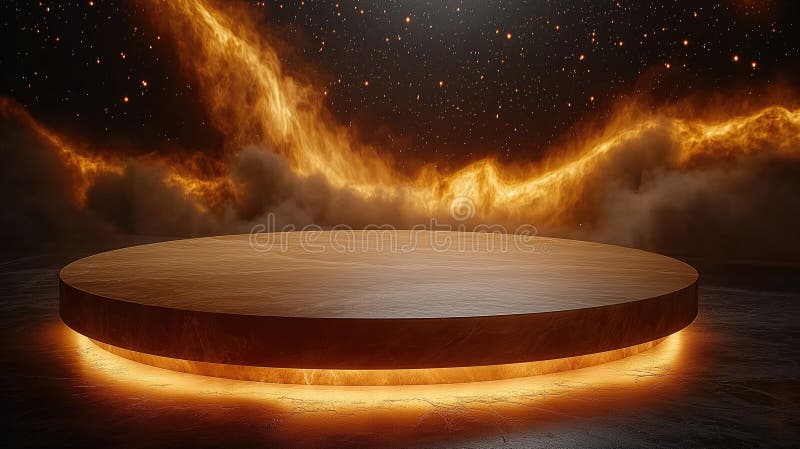 Glowing Circular Platform Cosmic Nebula Background Stock Photos - Free ...