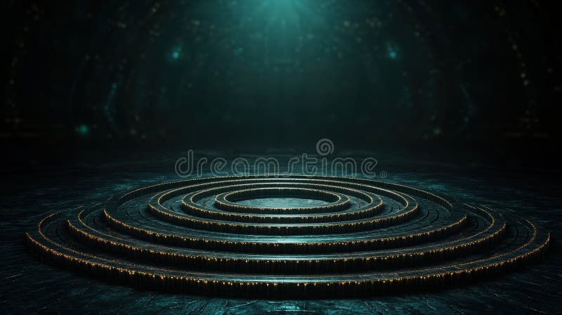 A Glowing, Circular Platform Set in a Dark, Futuristic Environment ...