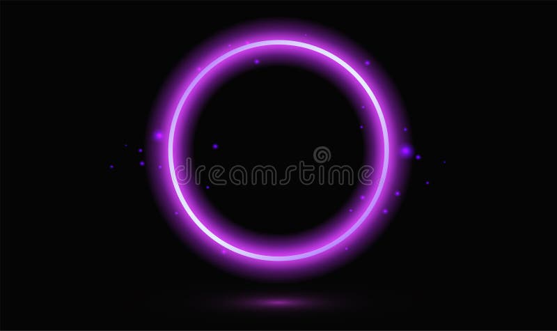 Glowing Circular Purple Frame on Black Background. Stock Vector ...