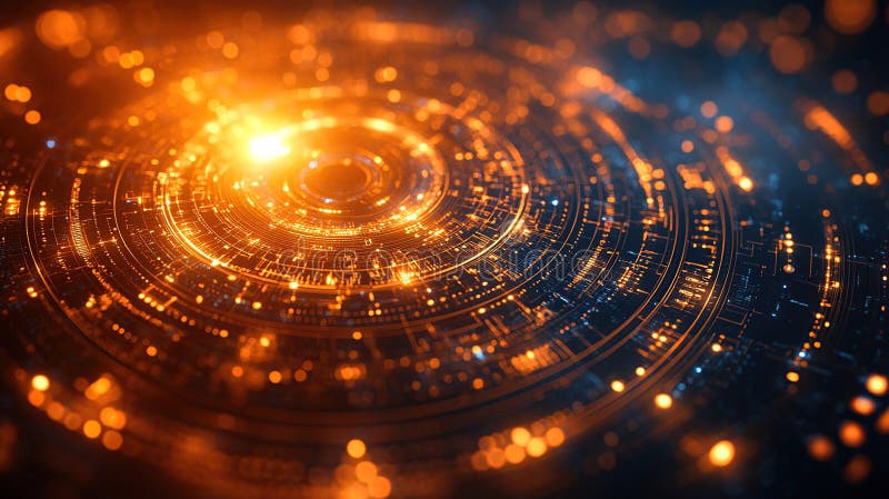 Glowing Circular Tech Interface, Digital, Abstract, Background ...