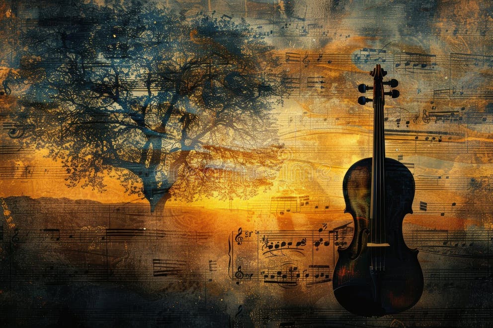 Glowing Classical Instruments in a Sparkling Symphony, Filling the ...