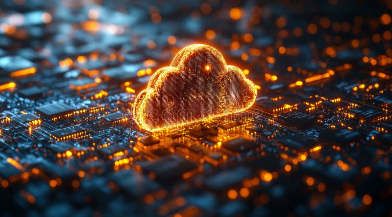 A Glowing Cloud is on a Computer Chip Stock Image - Image of ...