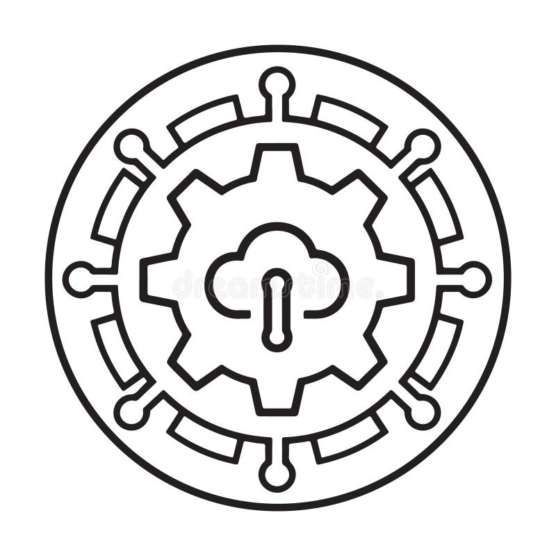 Glowing Cloud Computing Icon Tech Gear Network Symbol in Gradient Style Stock Vector ...