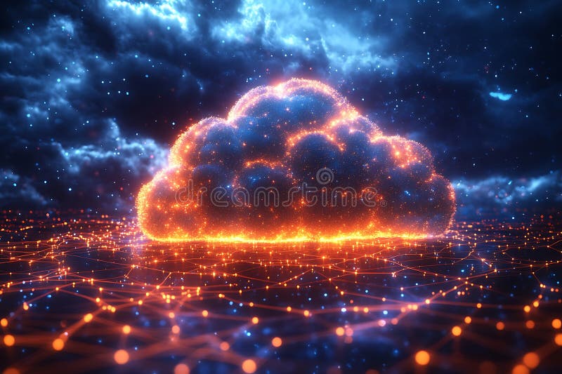 Glowing Cloud Computing Network Abstract Digital Data Concept Stock ...