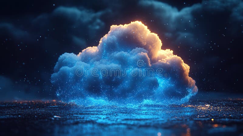Glowing Cloud Computing Network Data Storm Stock Illustration ...