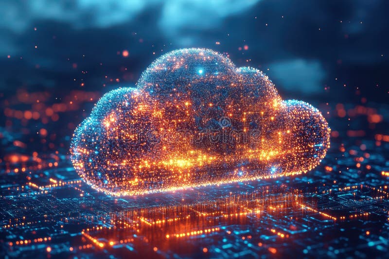 Glowing Cloud Data Network Technology Abstract Stock Illustration ...
