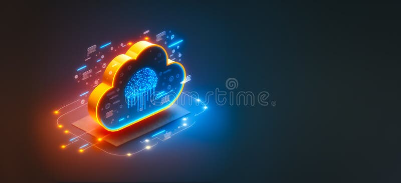 Glowing Cloud Icon Technology Concept, Exploded Panel with Cloud ...