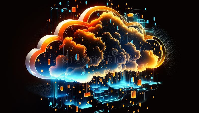 Glowing Cloud Icon Technology Concept, Exploded Panel with Cloud ...