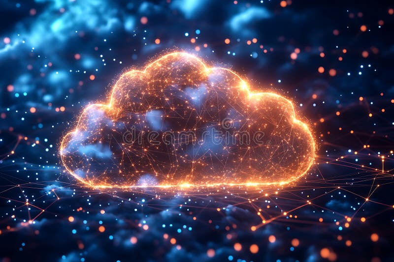 Glowing Cloud Network Abstract Digital Data & Internet Connectivity Illustration Stock ...